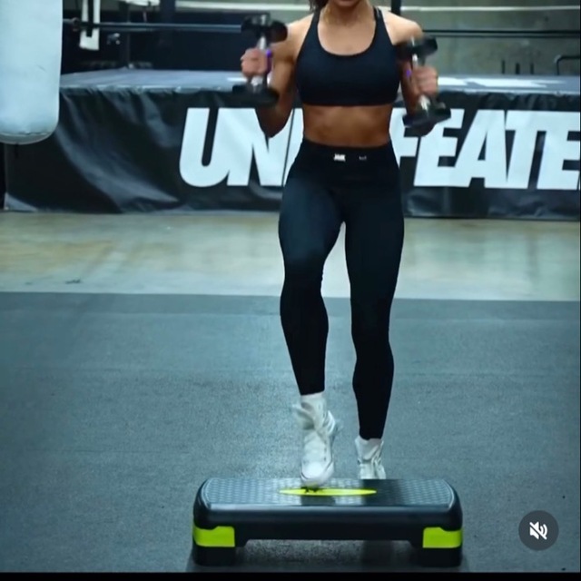 Quick Taps On Step With Dumbbell Push Press by Deanna B. - Exercise How ...