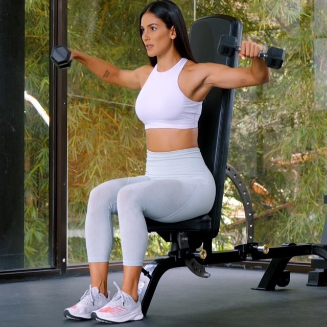 Seated Dumbbell Lateral Raise by Fifi J. - Exercise How-to - Skimble