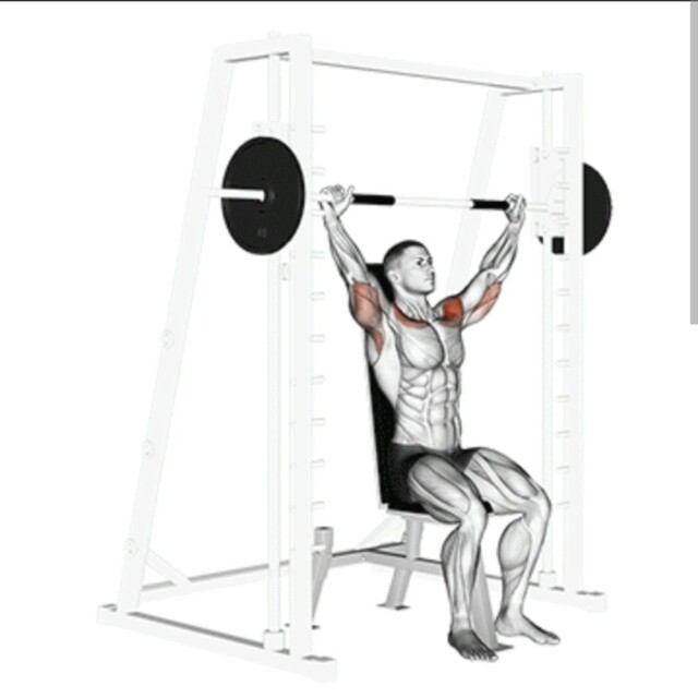 Overhead Shoulder Press (Smith Machine) by Kendall Moore - Exercise How ...
