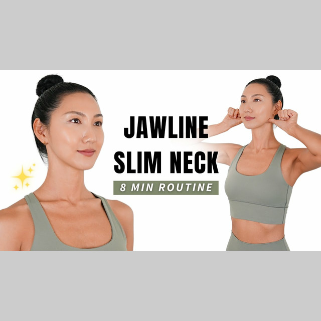 8 Min JAWLINE & SLIM NECK ROUTINE Get a Sharp Jawline, V-Shape, Long ...