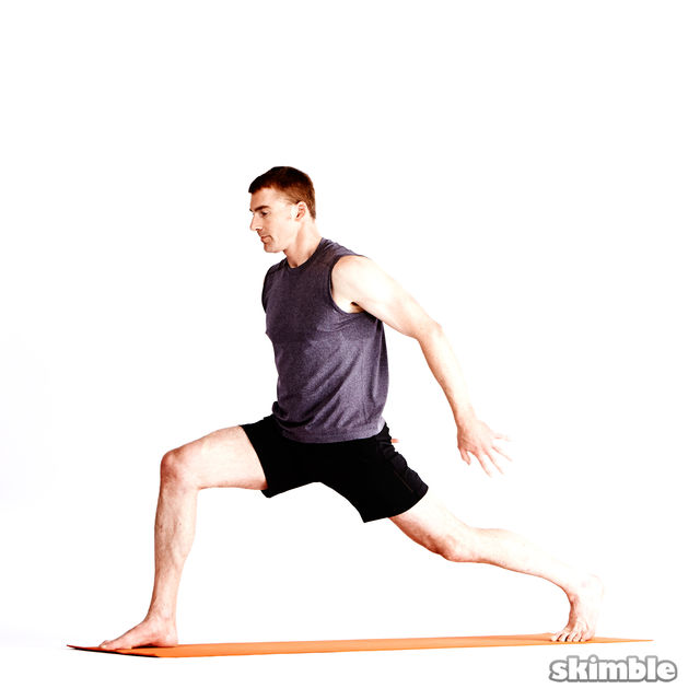 Right High Lunge with Clasped Hands - Exercise How-to - Skimble