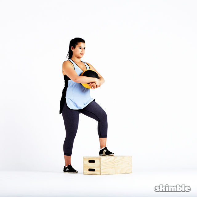 Left Step Ups - Exercise How-to - Skimble Workout Trainer