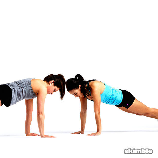 Partner Push-Ups with Shoulder Taps - Exercise How-to - Workout Trainer ...
