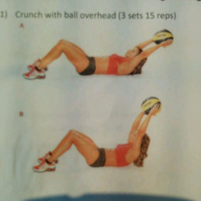 Crunch With Ball Overhead - Exercise How-to - Workout Trainer by Skimble