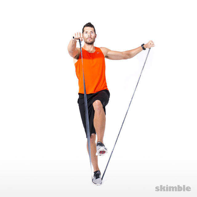Right Leg Balance and L-lift with Band - Exercise How-to - Workout ...