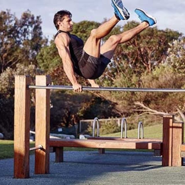 PBar Wide Leg V Ups by Damien R. - Exercise How-to - Skimble