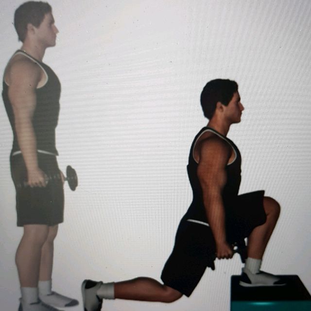 Dumbell Forward Lunge To Step by 𝔻𝕖𝕤𝕖𝕣𝕥 𝔽𝕠𝕩🦊 🌟 - Exercise How-to - Skimble