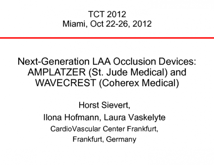 Next-Generation LAA Occlusion Devices: AMPLATZER (St. Jude Medical) and ...