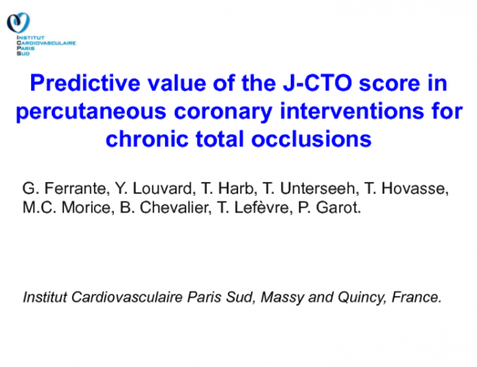 TCT-76. Predictive Value of the J-CTO Score in Percutaneous Coronary ...