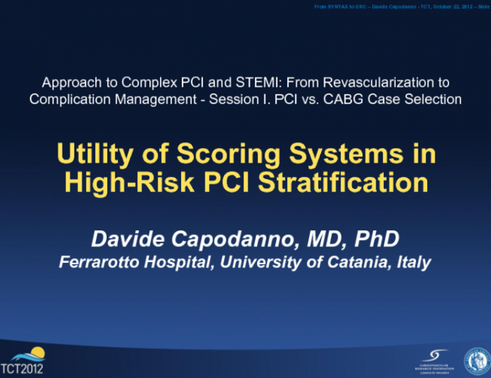 Utility of Scoring Systems in High Risk PCI Stratification | tctmd.com