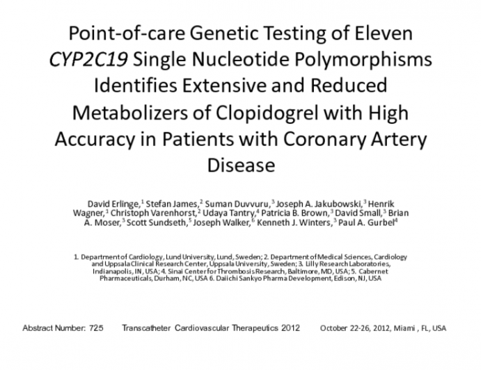Point-of-Care Genetic Testing of Eleven CYP2C19 Single Nucleotide ...