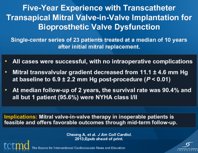 Five-Year Experience with Transcatheter Transapical Mitral Valve-in ...