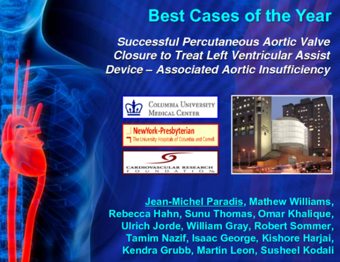 Successful Percutaneous Aortic Valve Closure To Treat Left Ventricular ...