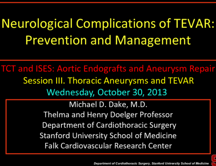 Neurological Complications of TEVAR: Prevention and Management | tctmd.com