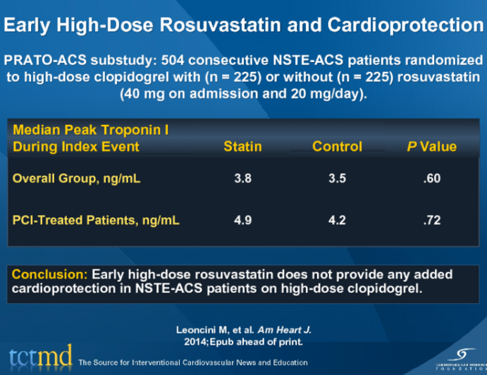 Early High-Dose Rosuvastatin and Cardioprotection | tctmd.com