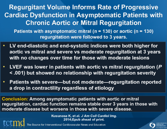 Regurgitant Volume Informs Rate of Progressive Cardiac Dysfunction in ...