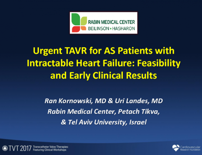 Emergent TAVR for AS Patients With Intractable Heart Failure ...