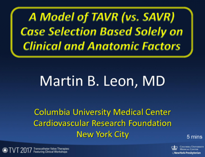 A Model of TAVR (vs SAVR) Case Selection, Based Solely on Clinical and ...