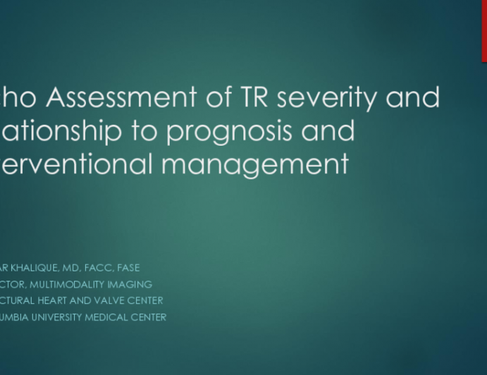 ECHO Assessment of TR Severity and Relationship to Prognosis and ...