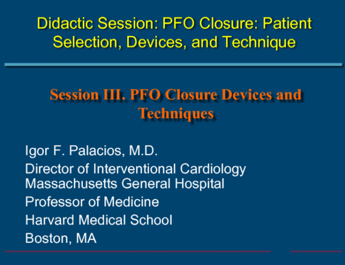 Complications During and After PFO Closure, Case #1: Pericardial ...