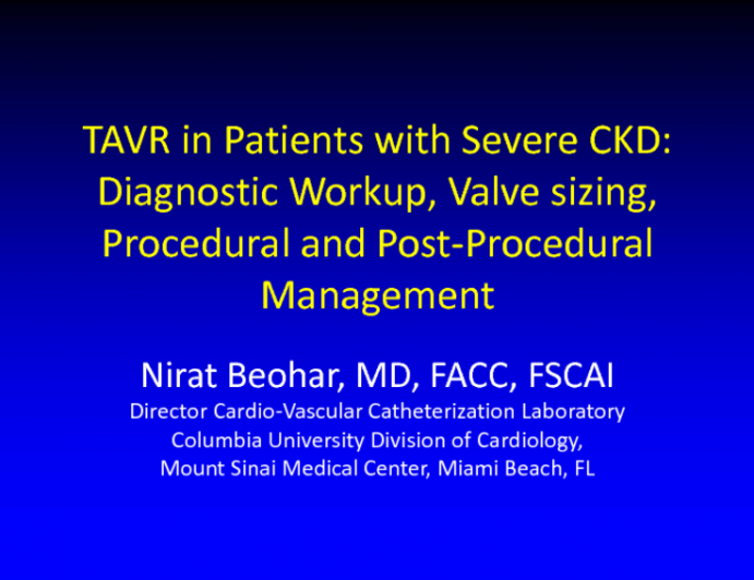 TAVR in Patients With Severe CKD: Diagnostic Workup, Valve Sizing, and ...