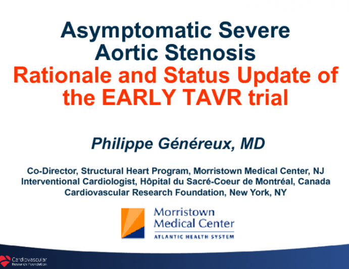Status Update of the EARLY TAVR Trial Asymptomatic Severe AS Patients ...