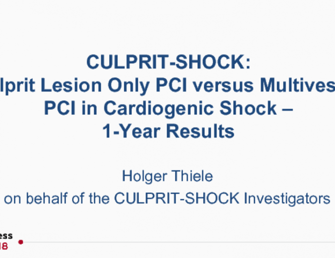 CULPRIT-SHOCK: Culprit Lesion Only PCI versus Multivessel PCI in ...