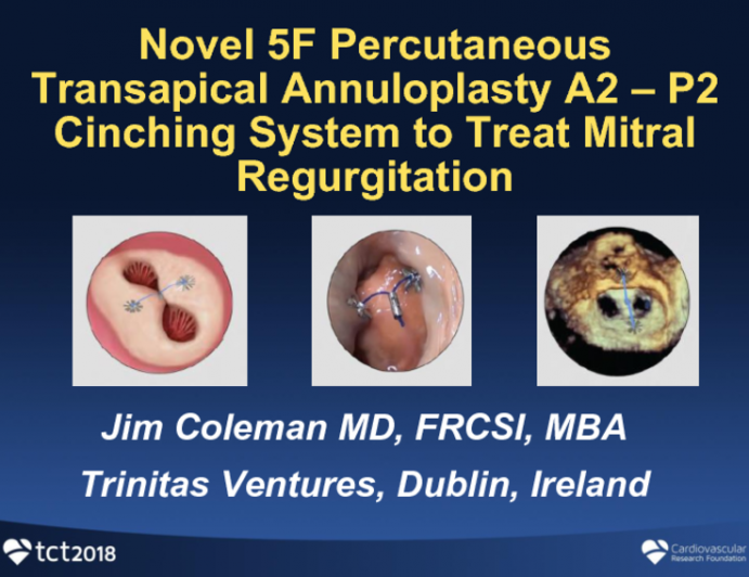 Novel 5F Percutaneous Transapical Annuloplasty A2 P2 Cinching System to ...