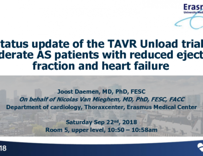 Status Update of the TAVR UNLOAD Trial Moderate AS Patients with ...