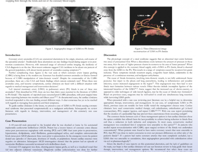 Left Internal Mammary Artery to Pulmonary Artery Fistula Causing ...