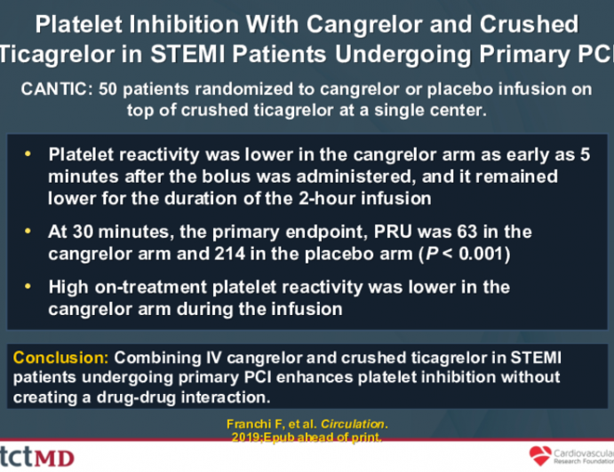 Platelet Inhibition With Cangrelor and Crushed Ticagrelor in STEMI ...