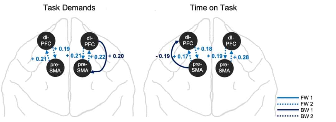Frontal effective connectivity increases with task demands and time on ...