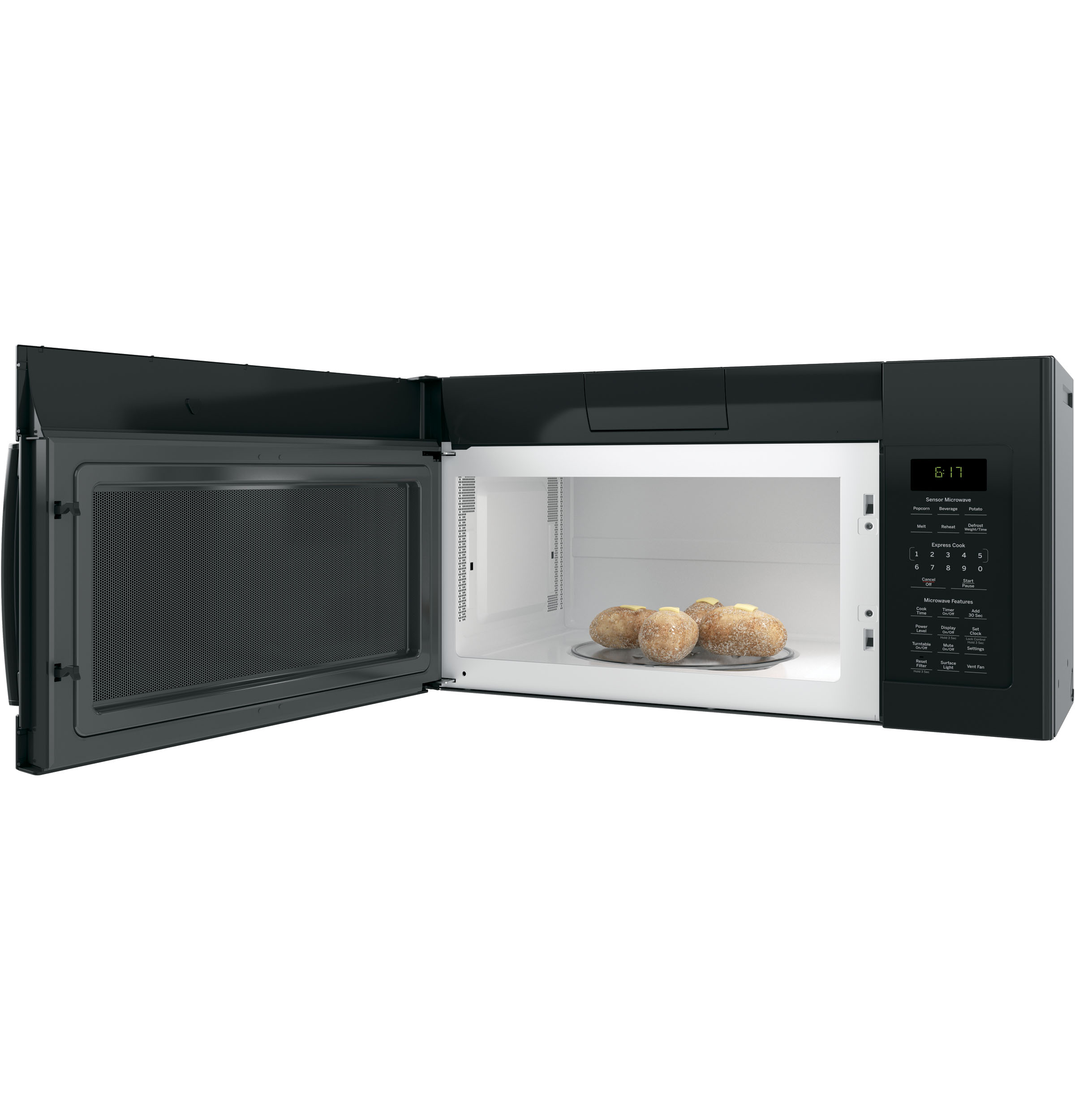 GE - JVM6175DKBB - GE® 1.7 Cu. Ft. Over-the-Range Sensor Microwave Oven ...