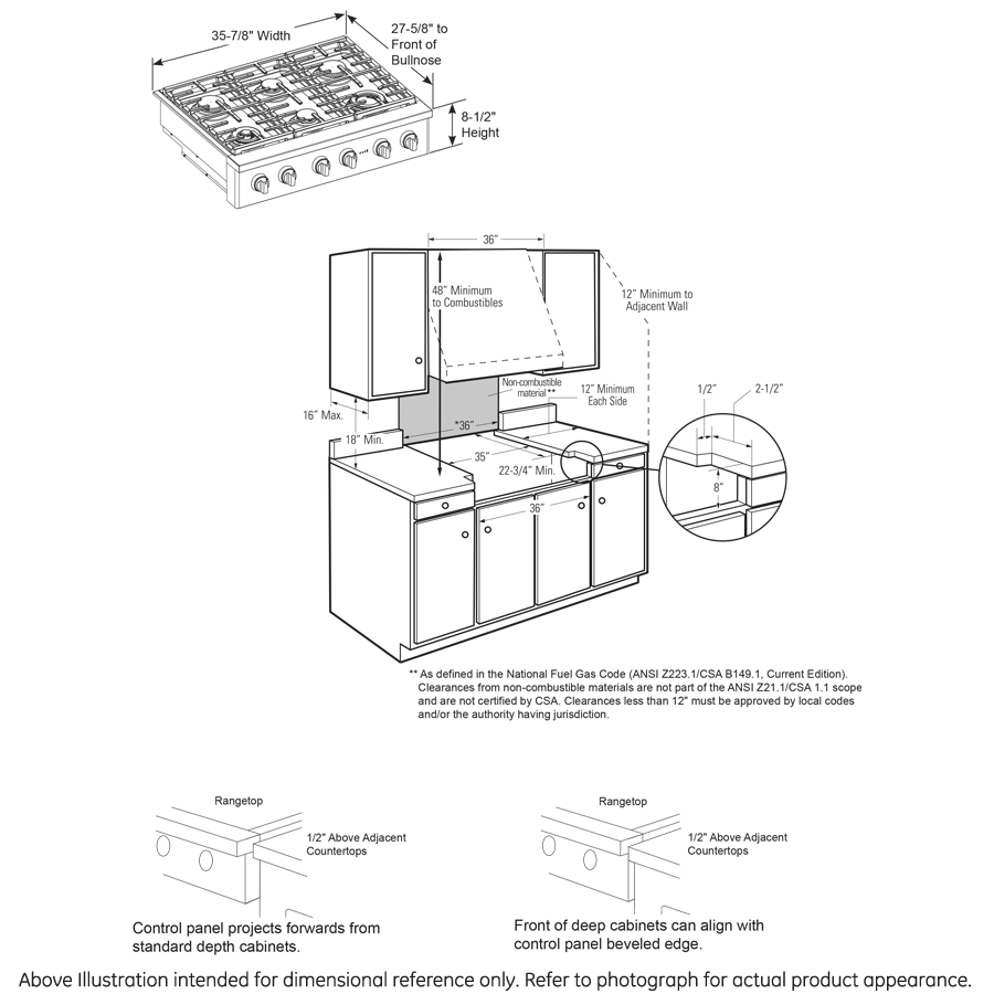 Cafe - CGU366P4TW2 - Café™ 36" Commercial-Style Gas Rangetop with 6 ...
