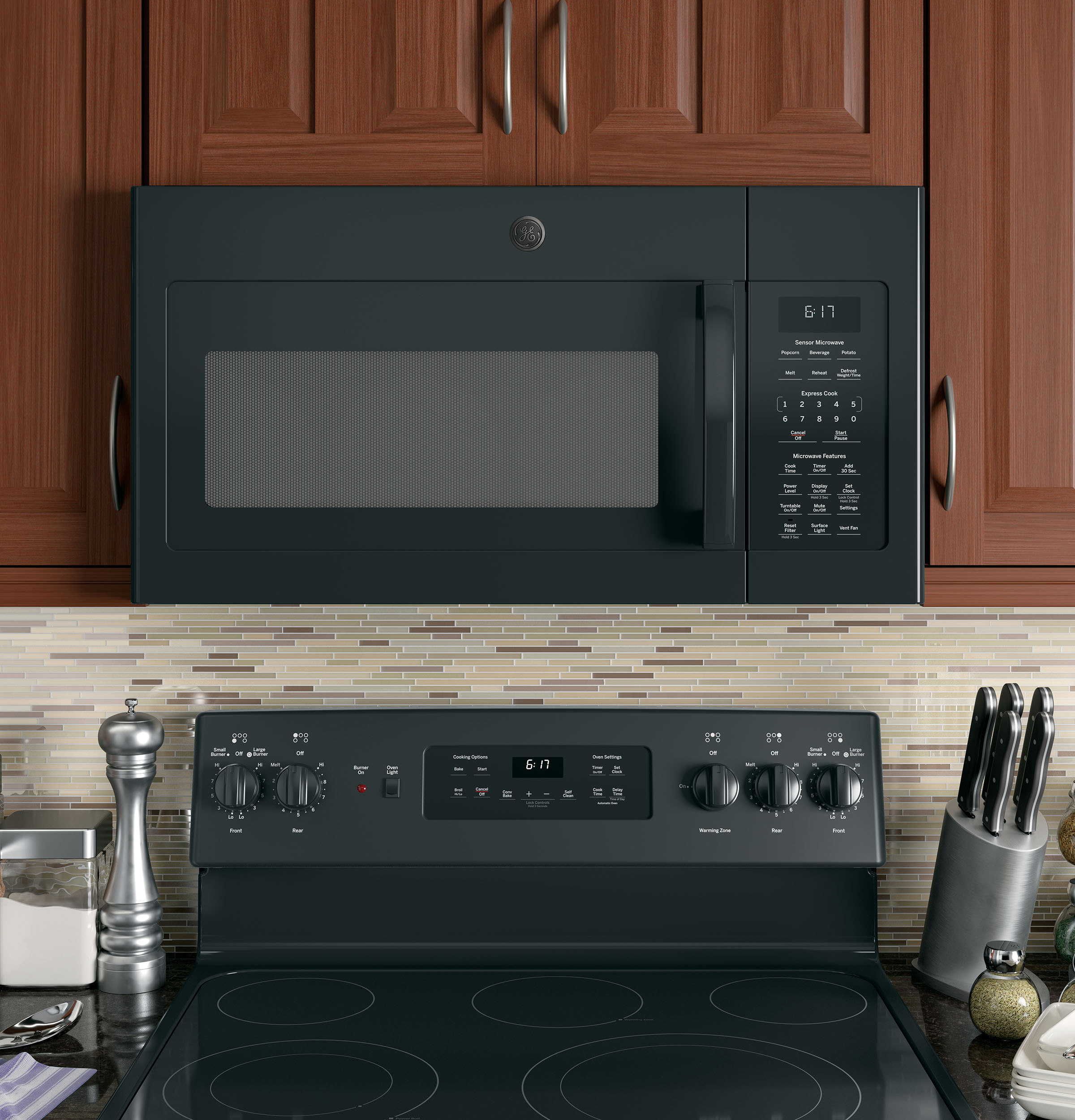 GE - JVM6175DKBB - GE® 1.7 Cu. Ft. Over-the-Range Sensor Microwave Oven ...