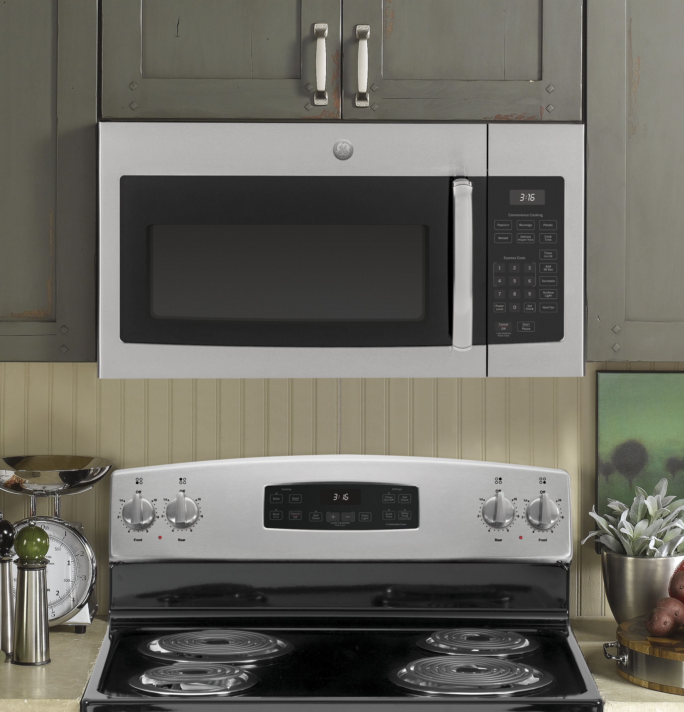 GE - JVM3160RFSS - GE® 1.6 Cu. Ft. Over-the-Range Microwave Oven ...