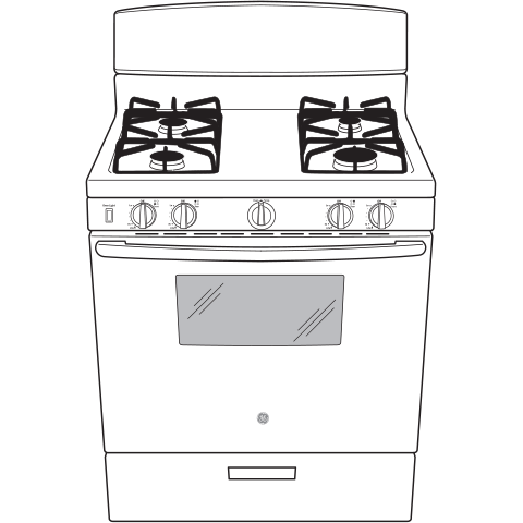 GE - JGBS10DEMBB - GE® 30" Free-Standing Front Control Gas Range ...