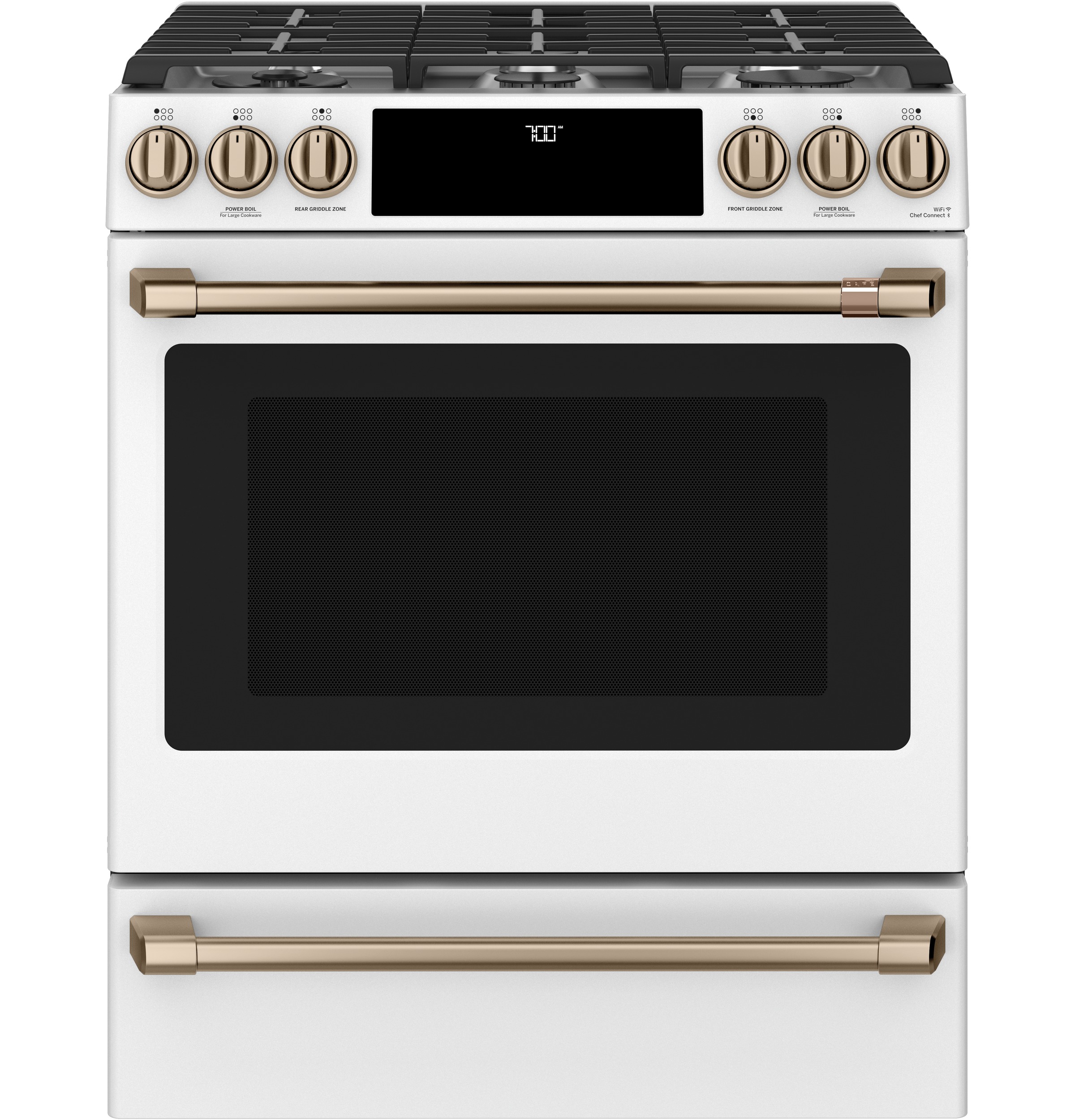 Cafe - CGS700P4MW2 - Café™ 30" Smart Slide-In, Front-Control, Gas Range ...