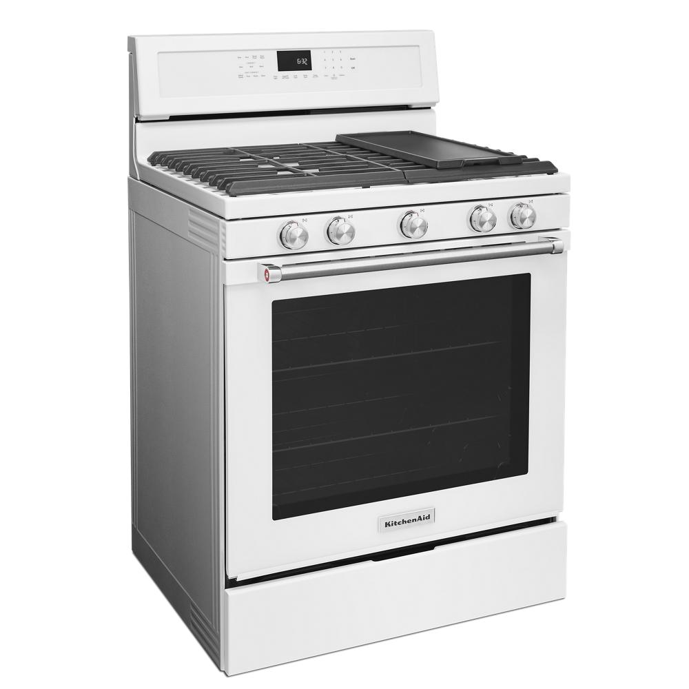 KitchenAid - KFGG500EWH - 30-Inch 5-Burner Gas Convection Range ...