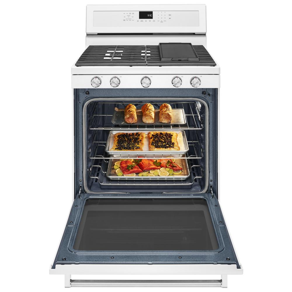 KitchenAid - KFGG500EWH - 30-Inch 5-Burner Gas Convection Range ...
