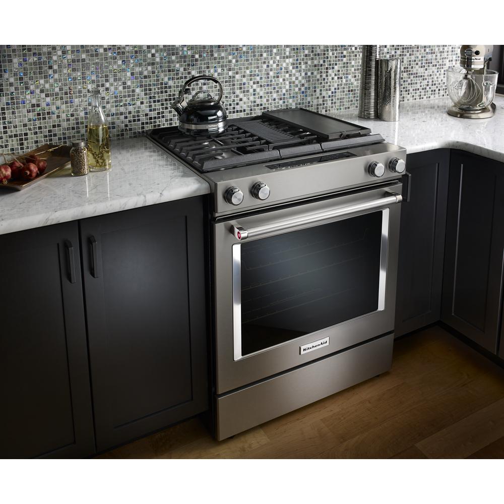 KitchenAid - KSDG950ESS - 30-Inch 4-Burner Dual Fuel Downdraft Slide-In ...