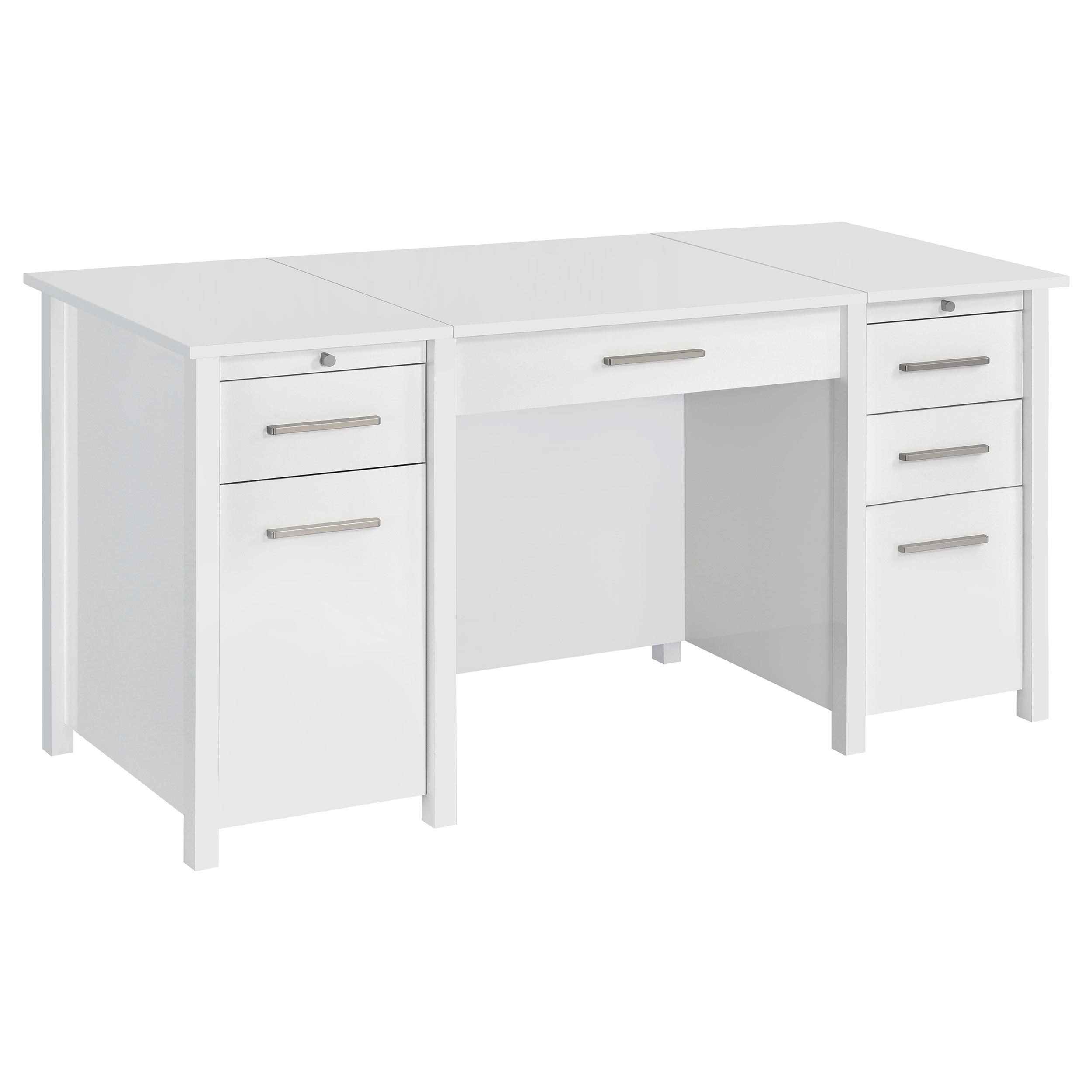 Coaster 801573 Dylan 60 inch 4 drawer Lift Top Office Desk White High Gloss 801573 Reese Warehouse