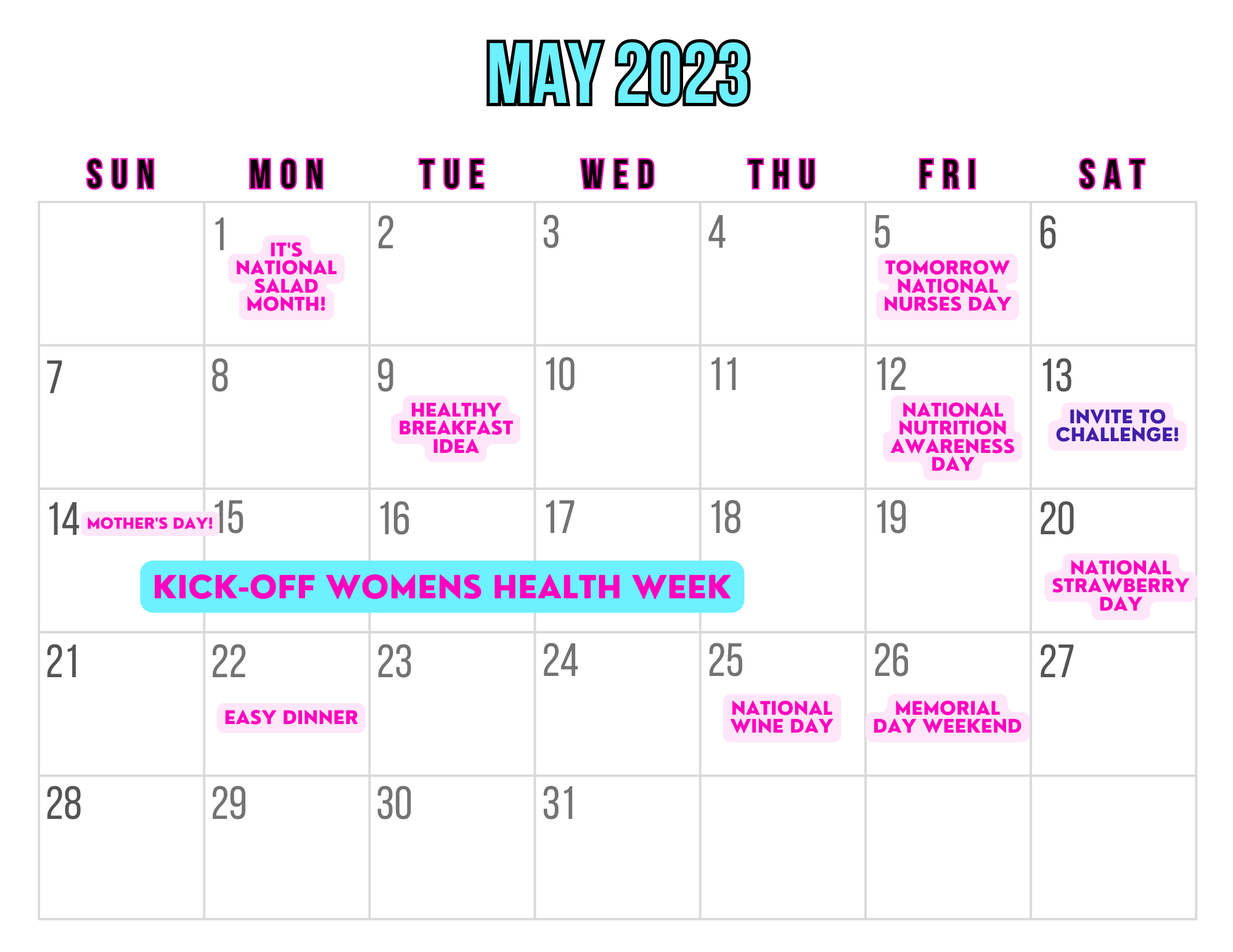 A collection of text messages you can use throughout the month of May