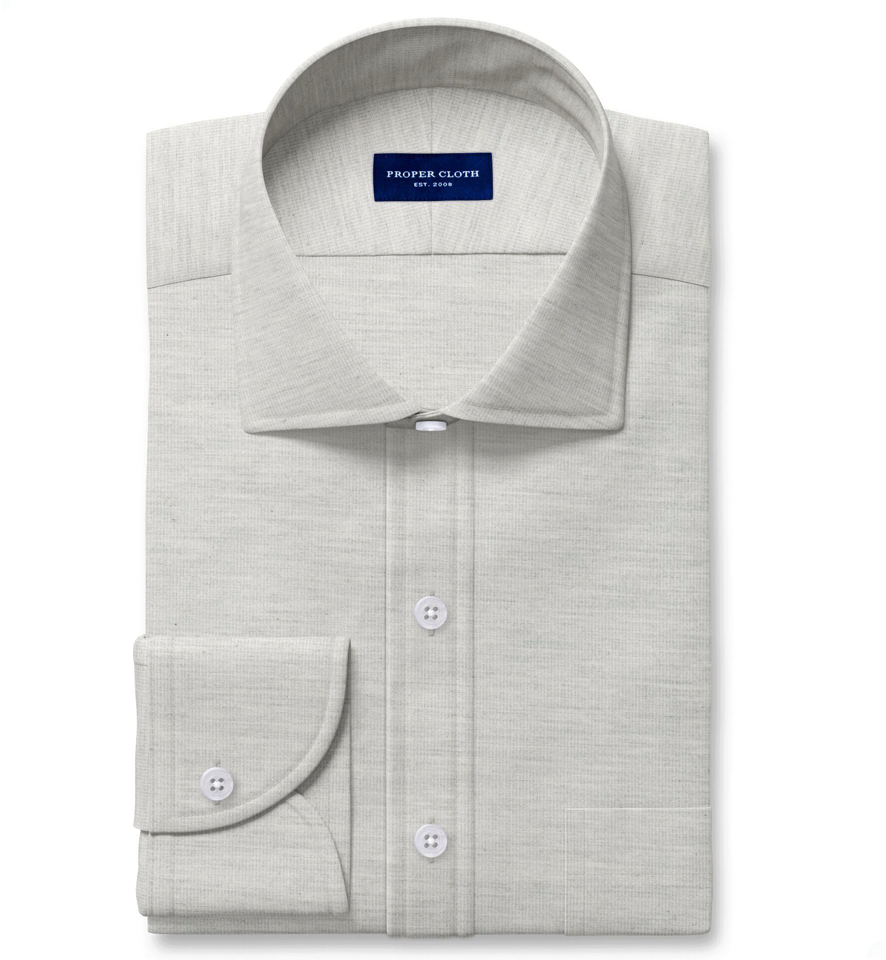 Japanese Light Grey Melange Pincord Fitted Shirt by Proper Cloth