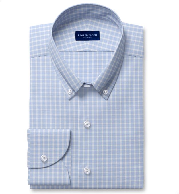 Mercer Light Blue End on End Check Fitted Shirt Shirt by Proper Cloth