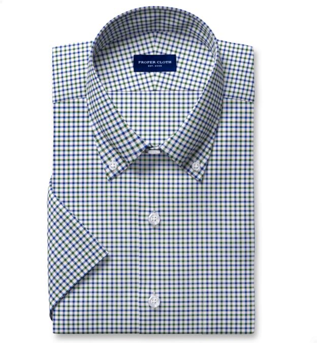 William Green and Blue Tattersall Short Sleeve ShirtShirt by Proper Cloth