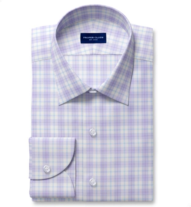 Arezzo Lavender and Light Blue Multi Check Custom Dress Shirt Shirt by ...