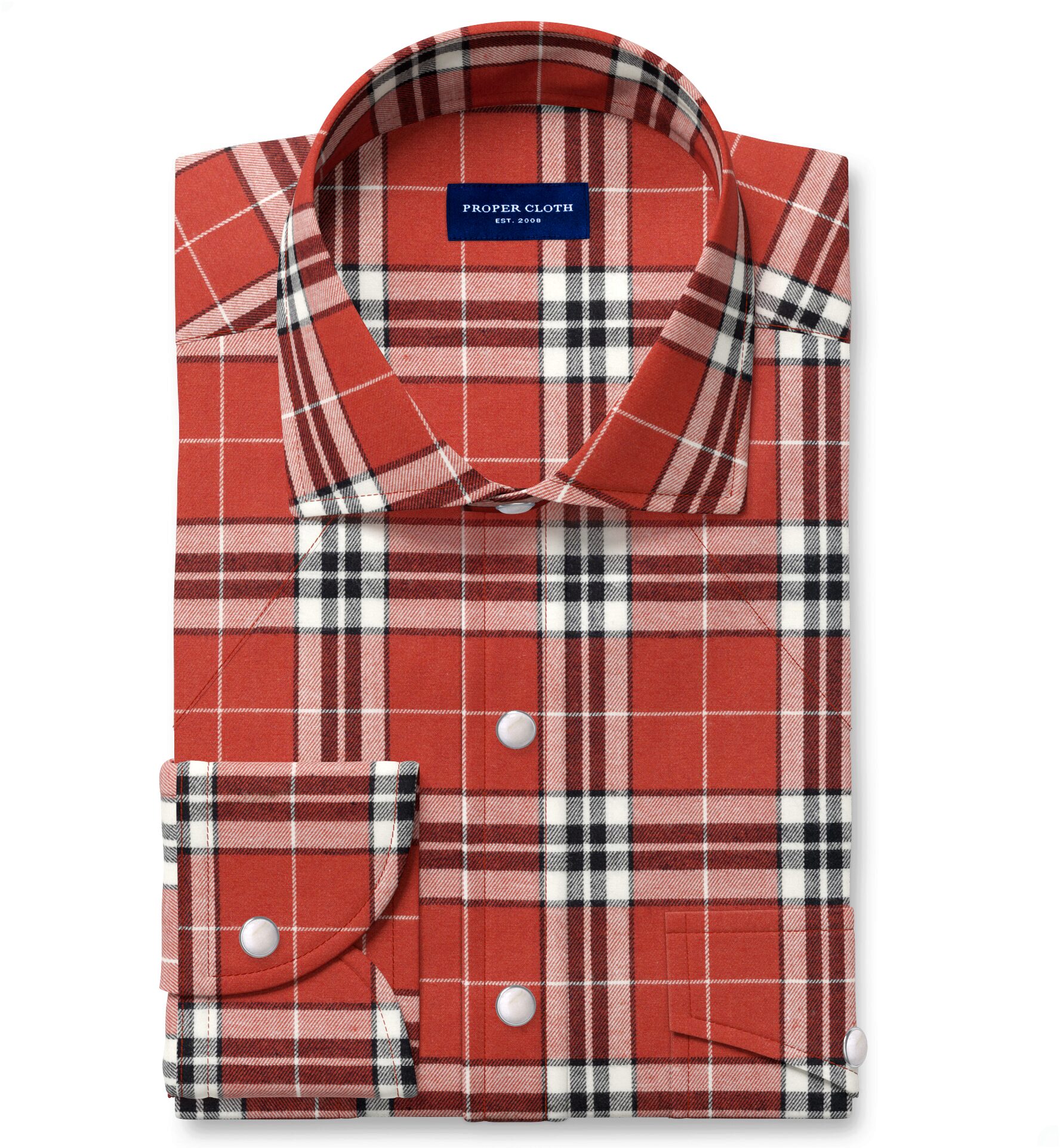 Bright Red Plaid Flannel Tailor Made Shirt by Proper Cloth