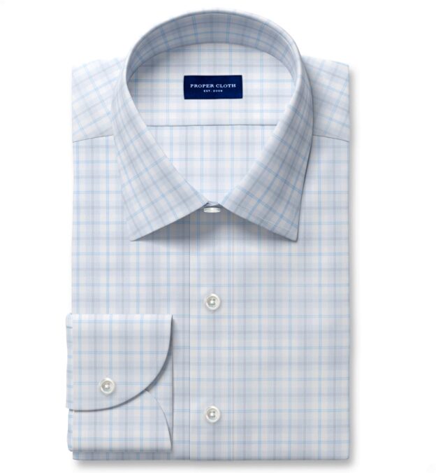 Arezzo Light Grey and Blue Multi Check Custom Dress Shirt Shirt by ...