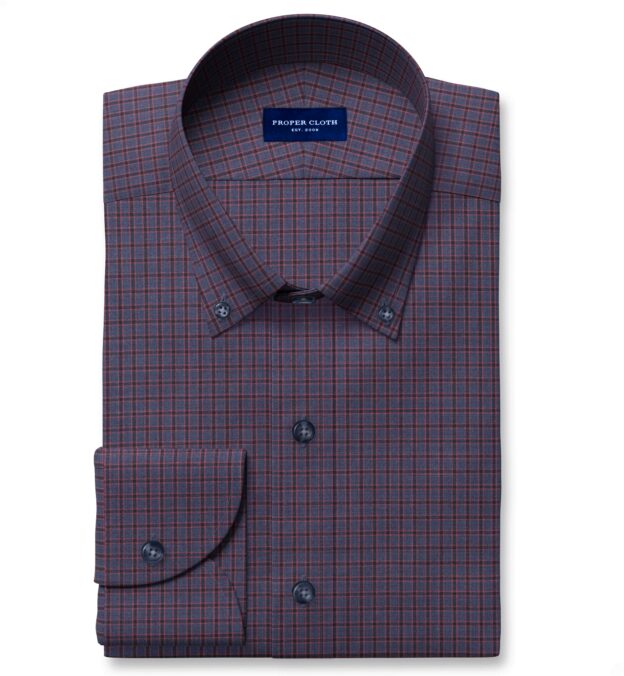 Reda Navy and Red Merino Wool Check Dress Shirt Shirt by Proper Cloth